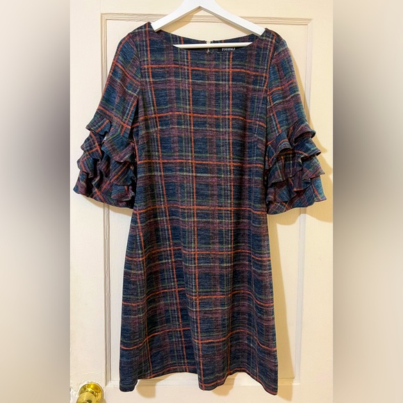 Dresses | Roz Ali Plaid Spanish Ruffle Sleeve Midi Dress Size 6 | Poshmark